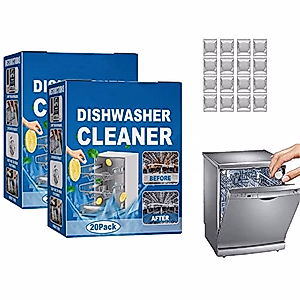 2023 New Dishwasher Tablets,Dishwasher Cleaning Tablets Removes Limescale Build Up,Dishwasher Cleaning Tablets,Highly Efficient Dishwasher Cleaner(20pack X2)