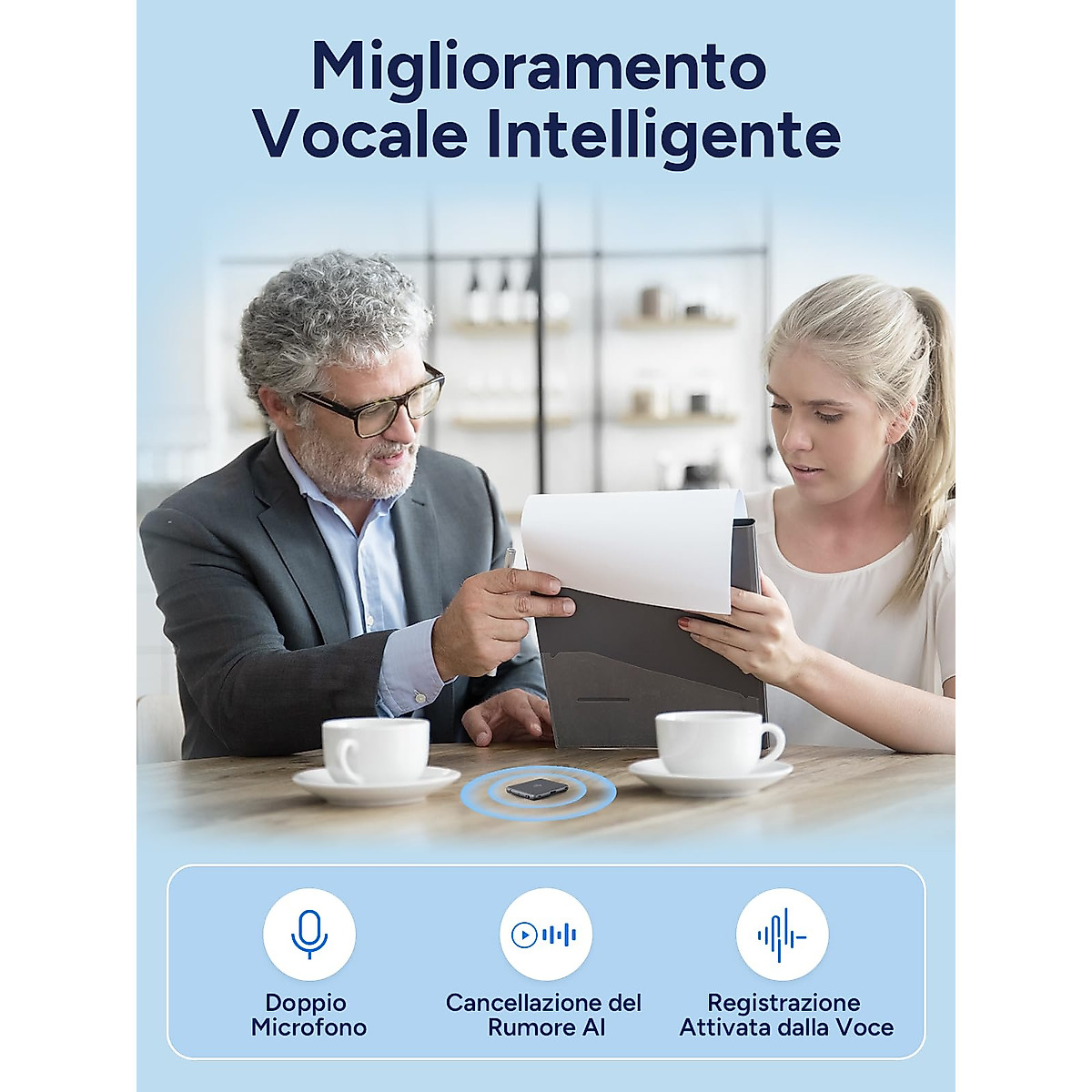 64GB Smart Voice Recorder, iZYREC Voice Activated Recorder with Phone App, 30 Hours Continuous Recording, Audio Recording Device Enhanced AI Noise Canceling Perfect for Meeting Interview Multi (Grey)