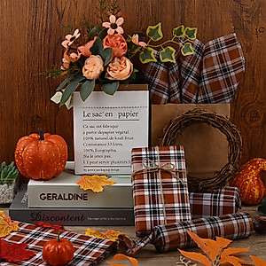Bolsome 100 Sheets 20 * 14 Inches Brown Buffalo Plaid Gift Wrapping Paper Vintage Fall Tissue Paper for Gift Bags Rustic Art Tissue Paper for Birthday Thanksgiving Day Autumn Holidays Party DIY Craft