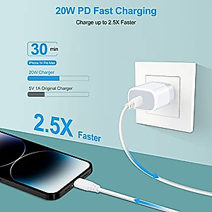 USB C Pixel 7 Fast Charger Type C Charging Block for Google Pixel 7 Pro 7 6a 6 Pro 5a,20W PD 3.0 USB C Wall Charger Box Cube Power Adapter for iPhone 14 Pro 13 12 11 SE,Samsung Galaxy A14,A23,S23,A13