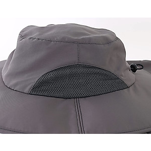 Home Prefer Mens UPF50+ Sun Hat Large Brim Fishing Hat with Neck Flap Summer Beach UV Protection Hat Dark Grey
