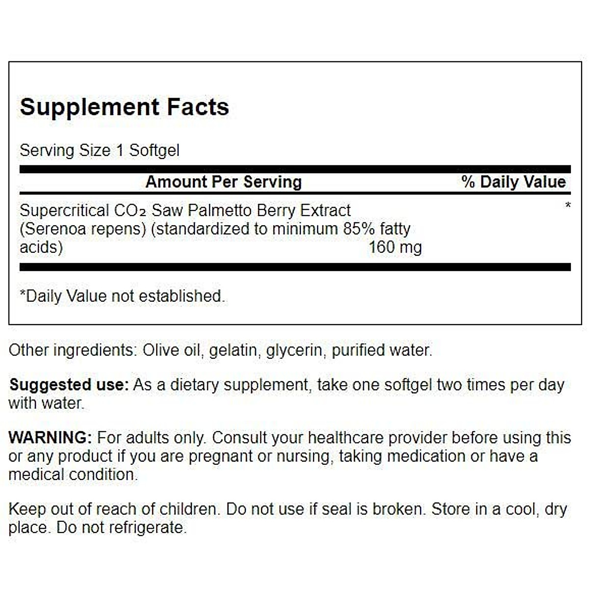 Swanson Saw Palmetto Men Prostate Health Hormone Support Urinary Health 160 Milligrams 120 Sgels (2 Pack)