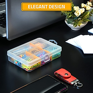 CANOPUS 9-Grid Clear Plastic Compartment Box with Adjustable Dividers, Small Parts Storage and Organizer Case for Craft, Jewelry, Beads, Tiny Tools and Parts, (2 Set), 5.5 x 4.0 x 1.2 inch, Clear