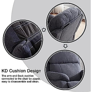 Dreamsir Recliner Chair Breathable Fabric Manual Single Sofa, Soft Living Room Chair Home Theater Lounge Seat, Removable Cushion, 34×34×38 inch, Grey
