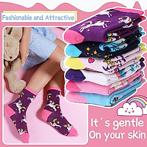 ANTSANG Children Cotton Crew Socks for Girl Kids Toddler Fashion Cute Cartoon Animal Socks 6 Pack