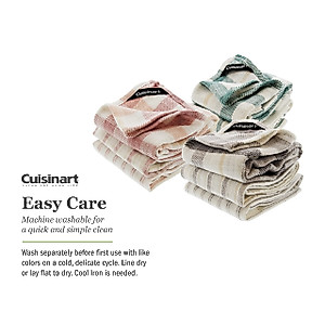ASDJLK Cuisinart Oversized Kitchen Towels, Set of 3 - Slub Weave Cotton Fabric is Soft, Lightweight, & Quick Drying to Handle Cleaning, Wiping, & Drying Needs, 18 x 28 inches Dish Towels, Teal/Tan
