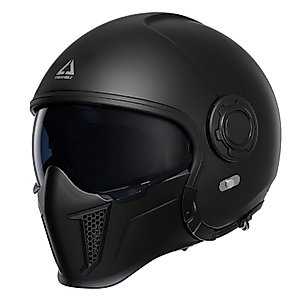 TRIANGLE Full Face Motorcycle Helmets,Off-Road Motocross Helmet for Men & Women,Dual Visor with Internal Tinted Sunshield,Open Face 3/4 Adult Racing Helmet DOT Approved(Black,XL)
