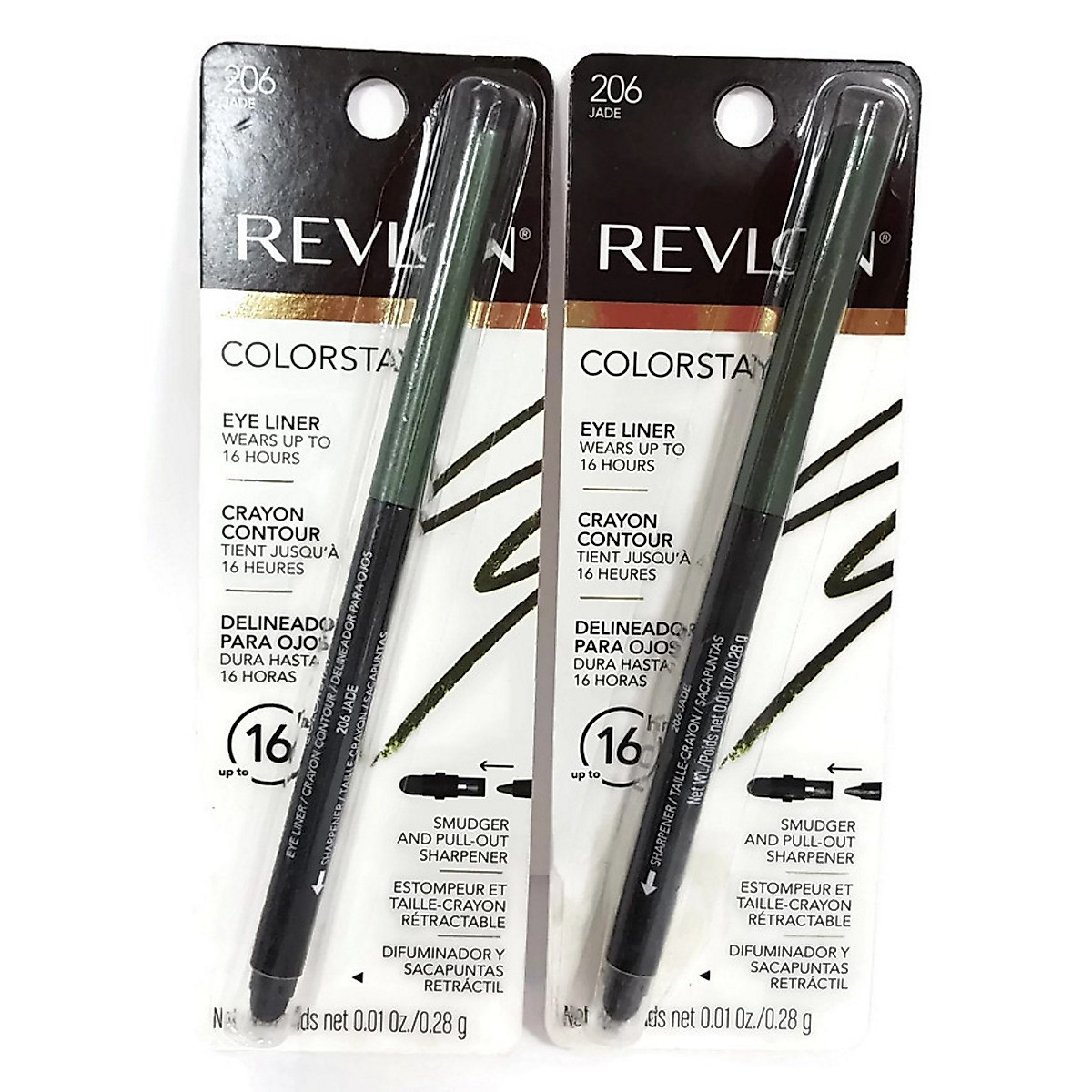 (2 PACK) Revlon Colorstay Eye Liner, #206 Jade, 0.01 oz.
