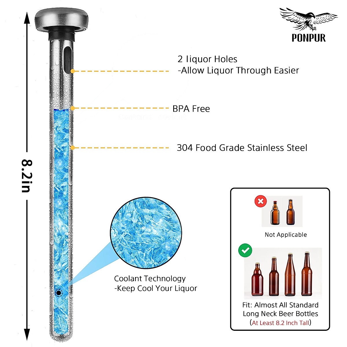 Gifts for Men Dad Husband, 2pc Beer Chiller Sticks with 1 Bottle Opener, Mens Birthday Gifts Idea for Father Brother Adults Who Have Everything, Unique Cool Stuff Gadgets Beer Lover Presents