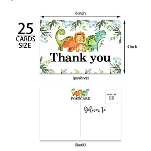 Yuansail Baby Shower Thank You Postcards, Dinosaur Theme Appreciation Post Cards, 25 cards – (bb016-ganxie)