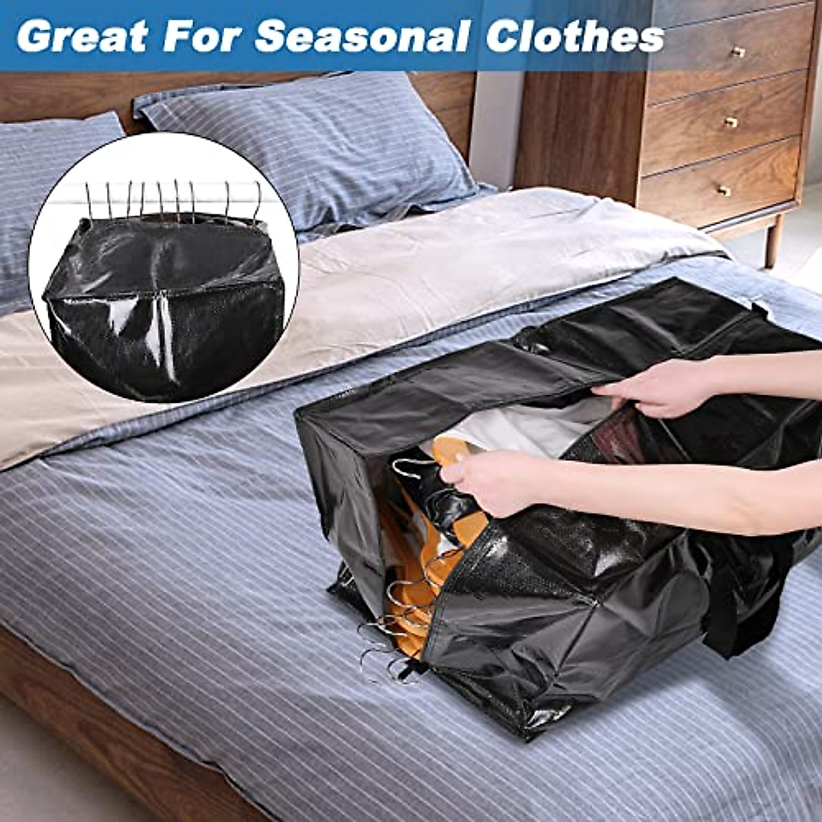 Rihim Moving Bags 90L - 4 Black Heavy Duty Extra Large Storage Bags for Clothes - Packing Bags with Backpack Straps Strong Handles Zippers - College Travelling Christmas Storage Moving Totes