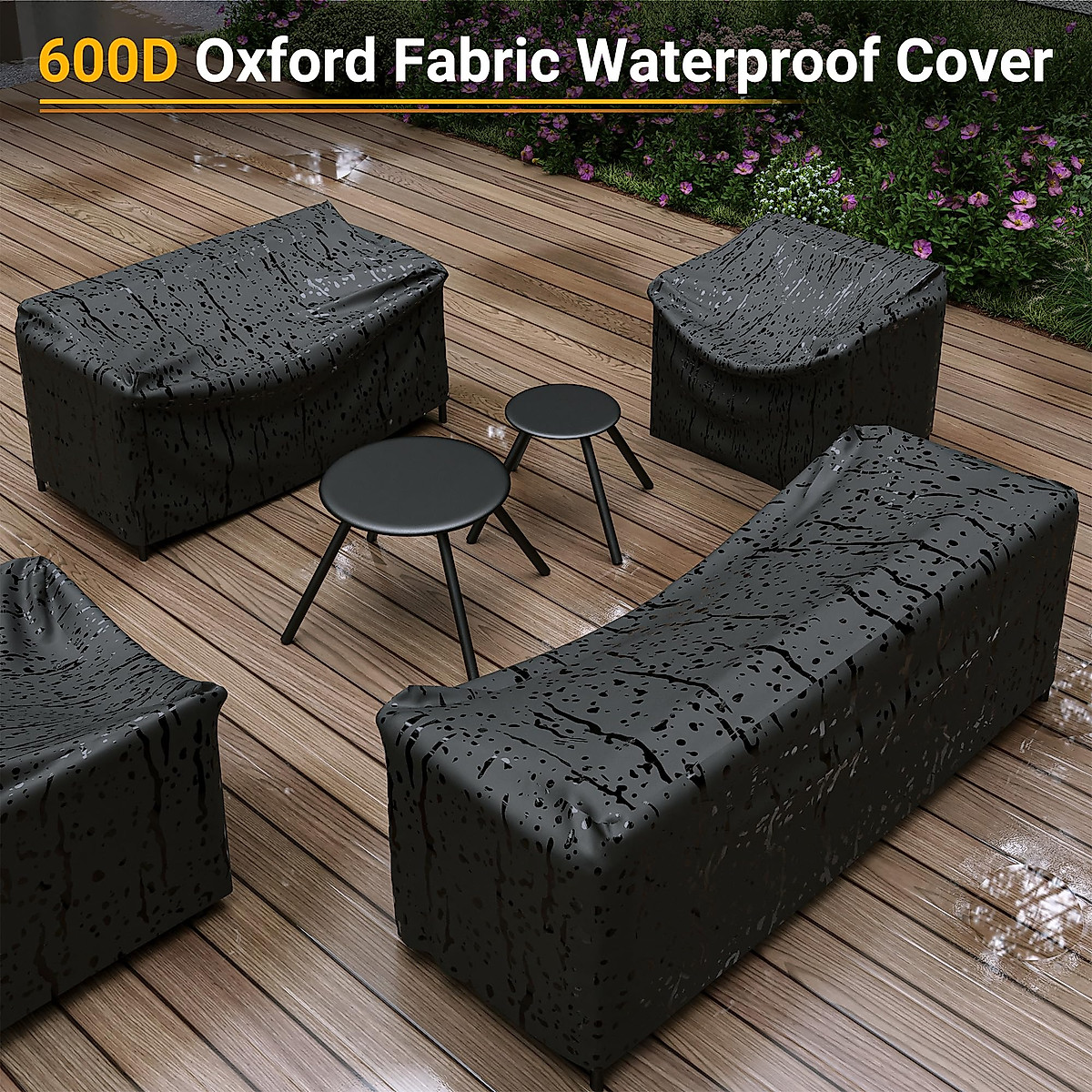 VONZOY Metal Outdoor Patio Furniture Set, 6 Pieces Modern Outdoor Conversation Furniture Sets w/2 Coffee Table, Outside Furniture with High-Resiliency Sponge Cushions for Poolside, Yard, Balcony