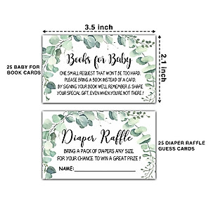 Baby Shower Invitation Kit, Diaper Raffle Games, Books For Baby, Greenery, Eucalyptus Baby Gender Reveal Fill In Invites Cards, Each Design 25 Cards & 25 Envelopes （A Total of 100 set） - BABYSET-007