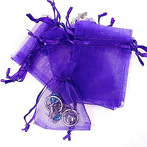 Akstore 100pcs 3.6x4.8''(9x12cm) Organza Gift Bags, Drawstring Pouches Jewelry Party Wedding Favor Gift Bags,Candy Bags. (Purple)