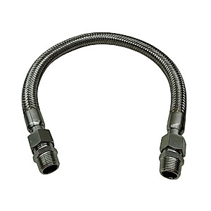 Industrial Grade Compressor Jumper Hose, 1/2" NPT Male x 20" Length, 750°F，450 PSI，Both Sides Fittings Rotate Freely，Flexible Whole body Stainless Steel Metal Hose