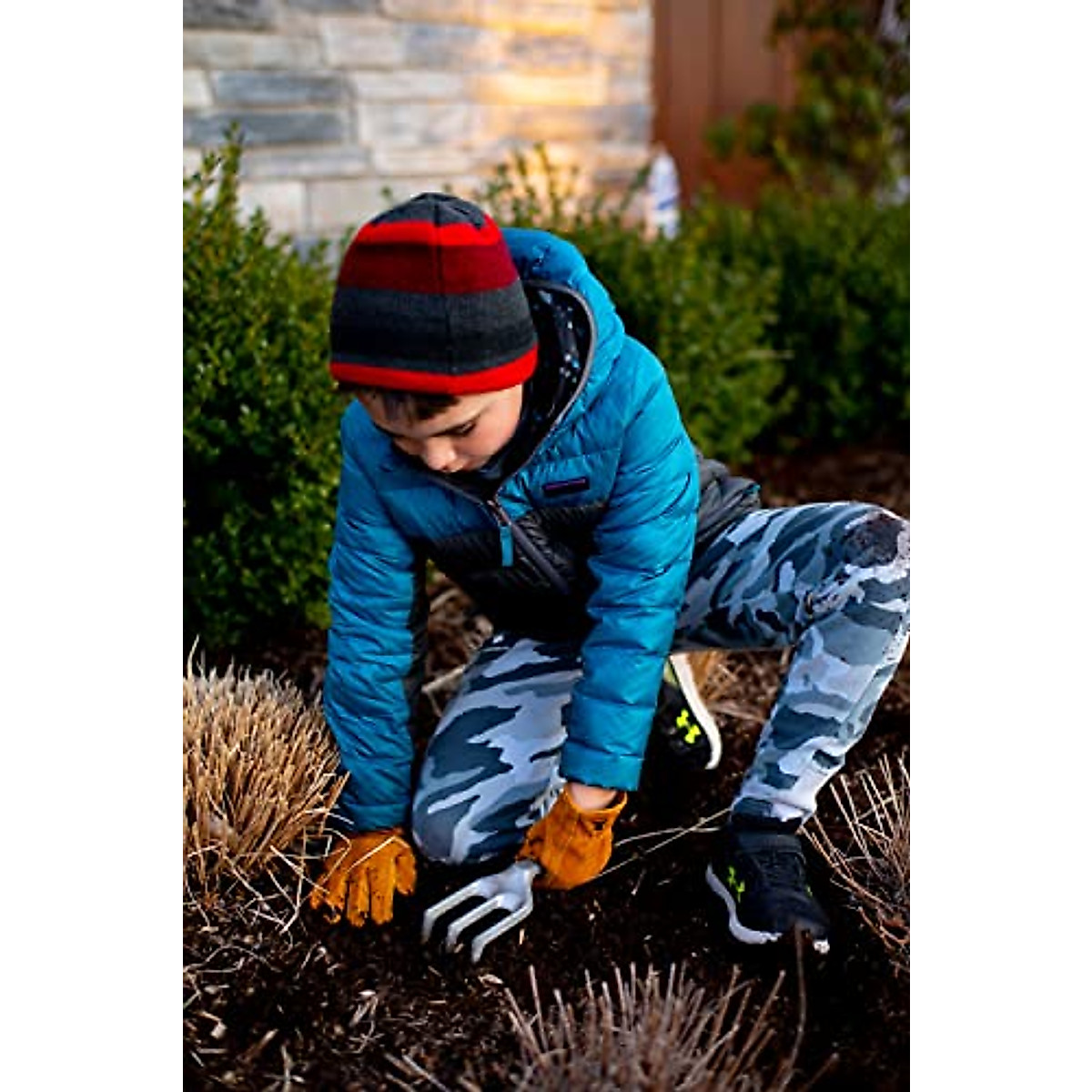 G & F Products 5013M JustForKids Kids Genuine Leather Work Gloves, Kids Garden Gloves, 4-6 Years Old