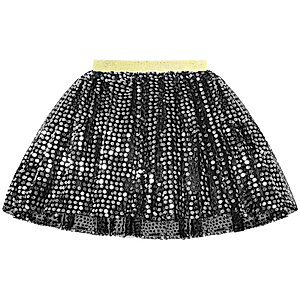 KEREDA Toddler Girls Layered Tutu Skirt Sparkling Sequin Tulle Dance Skirts 6-8 Y Black