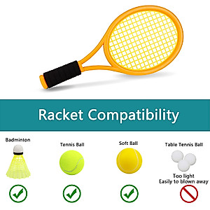 Kids Tennis Racket,17 Inch Plastic Tennis Racket with 2 Soft Balls,2 Tennis Balls and 4 Shuttlecocks for Kid,Toddler Outdoor/Indoor Sport Play (Green&Yellow)