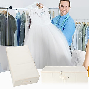 Glenmal Wedding Dress Preservation Box Kit Wedding Dress Storage Box with 1 Pair Microfiber Gloves and 100 Sheets of Acid Free Tissue Paper for Storage Wedding Dress Gown Bride, 28 x 15.7 x 7 Inches