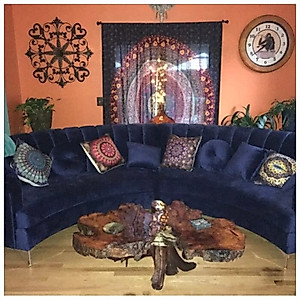 Legend Vansen Velvet Sofa for Living Room Oversized Round Shape Sectional, 142" L x 31" D x 36" H, Navy Blue