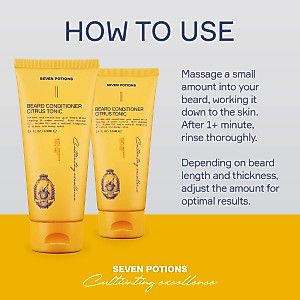 SEVEN POTIONS Beard Conditioner for Men – Prevents Beard Itch and Dandruff – Natural, Vegan, Cruelty Free (Citrus Tonic, 3.4 FL OZ)