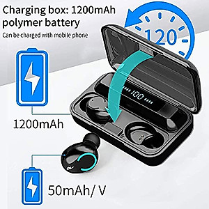OZJONGK Wireless Earbuds Headphones,IPX7 Waterproof Deep Bass Touch Control, Bluetooth 5.0 Sport EarphonesWireless Charging Case, Built-in Dual-Mic 3D Stereo Noise Canceling Headsets, BLACK-2021.