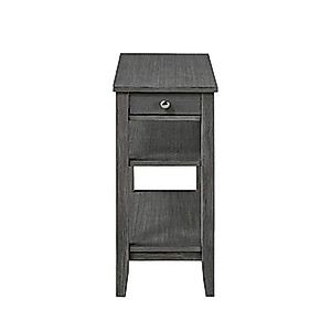 Convenience Concepts American Heritage 1 Drawer Chairside End Table with Shelves, Dark Gray Wirebrush