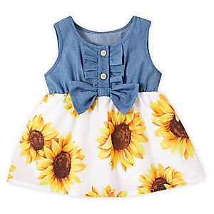 PATPAT Newborn Baby Girl Dress Baby Clothes Sunflower Print Dress Infant Outfit Baby Girl Clothes 3-6 Months