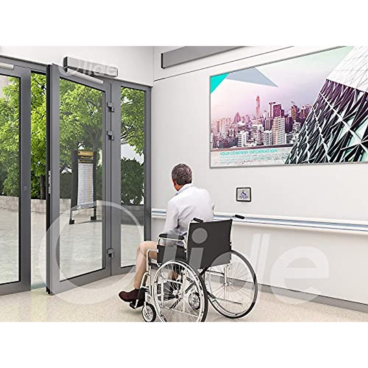 Olideauto Automatic Swing Door Opener,Commerical Wireless Door Operator with Wireless Handicap Push Buttons and Slimline Wireless Push Panels
