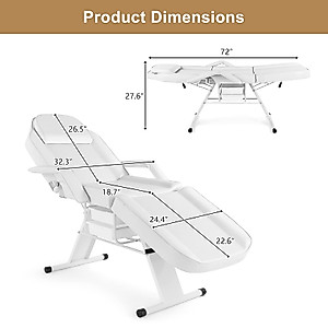 OmySalon Massage Salon Tattoo Chair Esthetician Bed with Beauty Basket, Professional Tattoo Table Salon Spa Equipment for Facial Spa Beauty Eyelash Extensions Barber Waxing Microblading,White