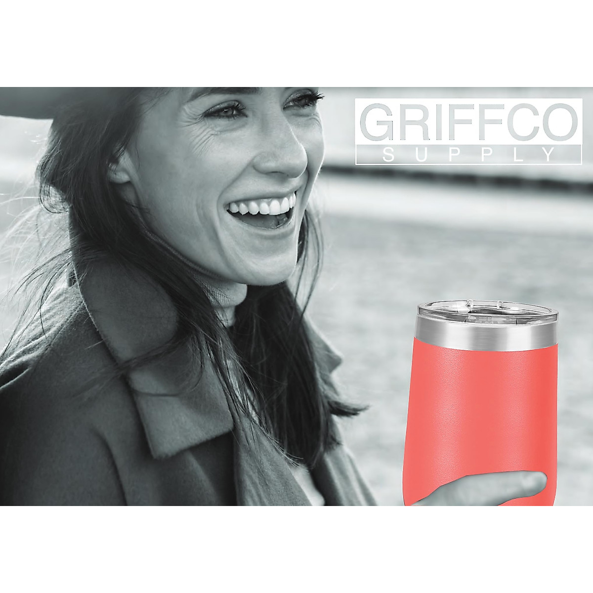 Griffco Supply 16 oz Large Wine Tumbler, Vacuum Insulated, Stainless Steel with Lid - Insulated wine tumblers with lids, Stemless wine glasses (Teal)