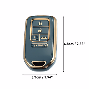 X AUTOHAUX 5 Button TPU Smart Keyless Entry Remote Control Key Fob Case for Honda Accord Civic CR-V Insight Passport Pilot with Chain Blue