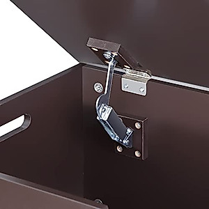 HomGarden 30 inches Modern Wooden Toy Box Storage Chest Bench Trunk with Flip Top Lid and 2 Safety Hinge, 100L Decorative Toys Bench Box for Girls Boys Kids Playroom Bedroom Living Room (Brown)