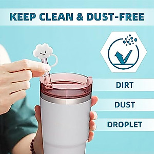Straw Cover Cap Compatible with Stanley 40/30 oz The Quencher H2.0 Flowstate Tumbler with Handle Straw Topper for Stanley Cup Accessories (Straw Cover Cap - 10mm - 2 Packs - White Cloud)