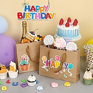 Moretoes 30Pcs Kraft Paper Bags Brown Gift Bags 10.6x3.1x8.3 with Handles Small Kraft Paper Bags Brown Paper Bags with Cloth Handles, Shopping Bags, Merchandise Bags, Party Bags, Wedding Party Bags