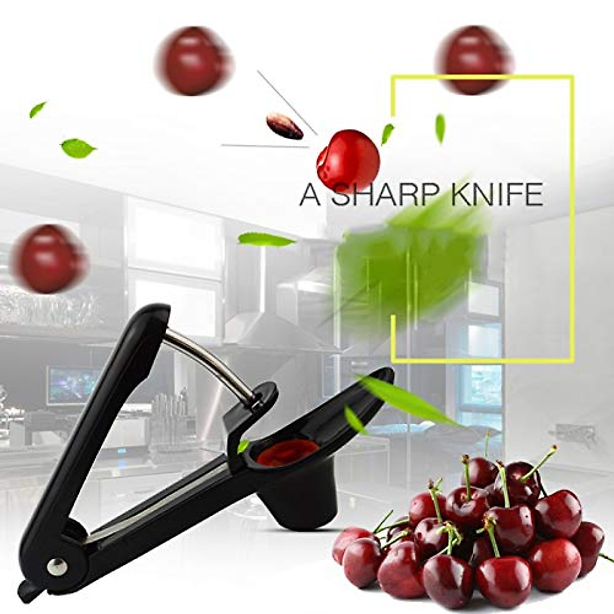 Hovico Cherry Pitter Remover,Cherry Fruit Kitchen Olive Core Remove Pit Tool Seed Gadget Stoner Corer Pitter Remover,Portable Cherry Pitter Tool Kitchen aid with Space-Saving Lock Design (Black)
