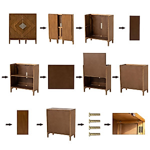 COZAYH Farmhouse Storage Cabinet Accent Sideboard Wood Buffet Cabinet with 2-Door for Living Room, Hallway, Bedroom, Dining Room