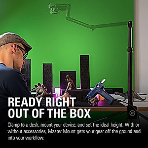 Elgato Master Mount S - Premium Desk Clamp with Pole extendable up to 54cm/21in and 1/4 inch Thread to Mount Lights, Cameras, and Microphones, perfect for Streaming, Videoconferencing, and Studios