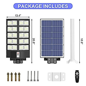 Anzid 800W Solar Street Lights Outdoor,LED Security Flood Lights Motion Sensor Waterproof,Dusk to Dawn Solar Lamp with Remote Control Bracket for Garden Yard Path Parking Lot (watts, 800)