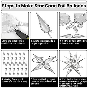 KatchOn, 50 Pieces Silver Star Balloons Metallic - 26 Inch | Silver Starburst Balloon, Spike Balloons | Silver Metallic Balloons, Silver Balloons | Star Foil Balloons, 2023 Graduation Decorations