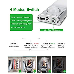 goodland Under Cabinet Lighting 80 LED Closet Light, Motion Sensor Lights Indoor USB Rechargeable Dimmable Wireless Stick-on Night Light Bar for Kitchen, Wardrobe, Garage, Stairs, Bedroom (3 Packs)