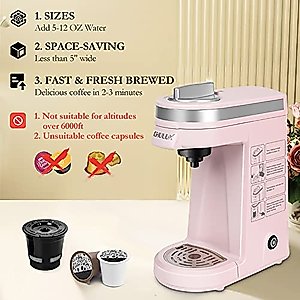 CHULUX Single Serve Coffee Maker,One Button Operation with Auto Shut-Off for Coffee and Tea with 5 to 12 Ounce,Pink