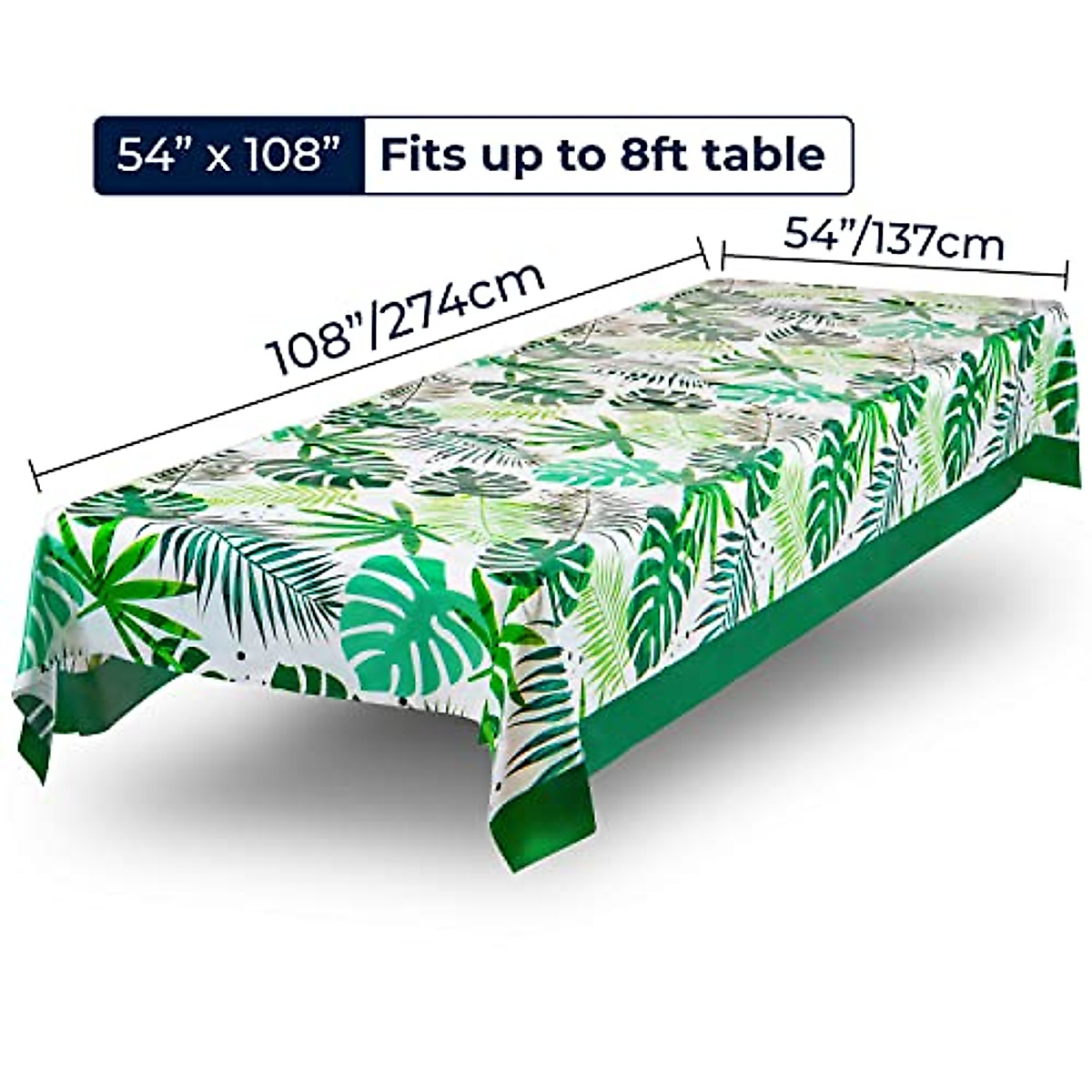 ROYAL BLUEBONNET Tropical Tablecloth -2 Designs- Disposable Hawaiian Plastic Tablecloth for 6 or 8 Foot Tables, Rectangle 108x54 Inch Plastic Luau Tablecloth for Hawaiian Party Decorations