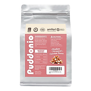 Puddonio Dog Treats, 2.3 Inch Chicken Wrapped Calcium Bones, Rawhide Free Dog Training Treats, Soft Dog Chews for Puppy and Small Dogs, 20 oz