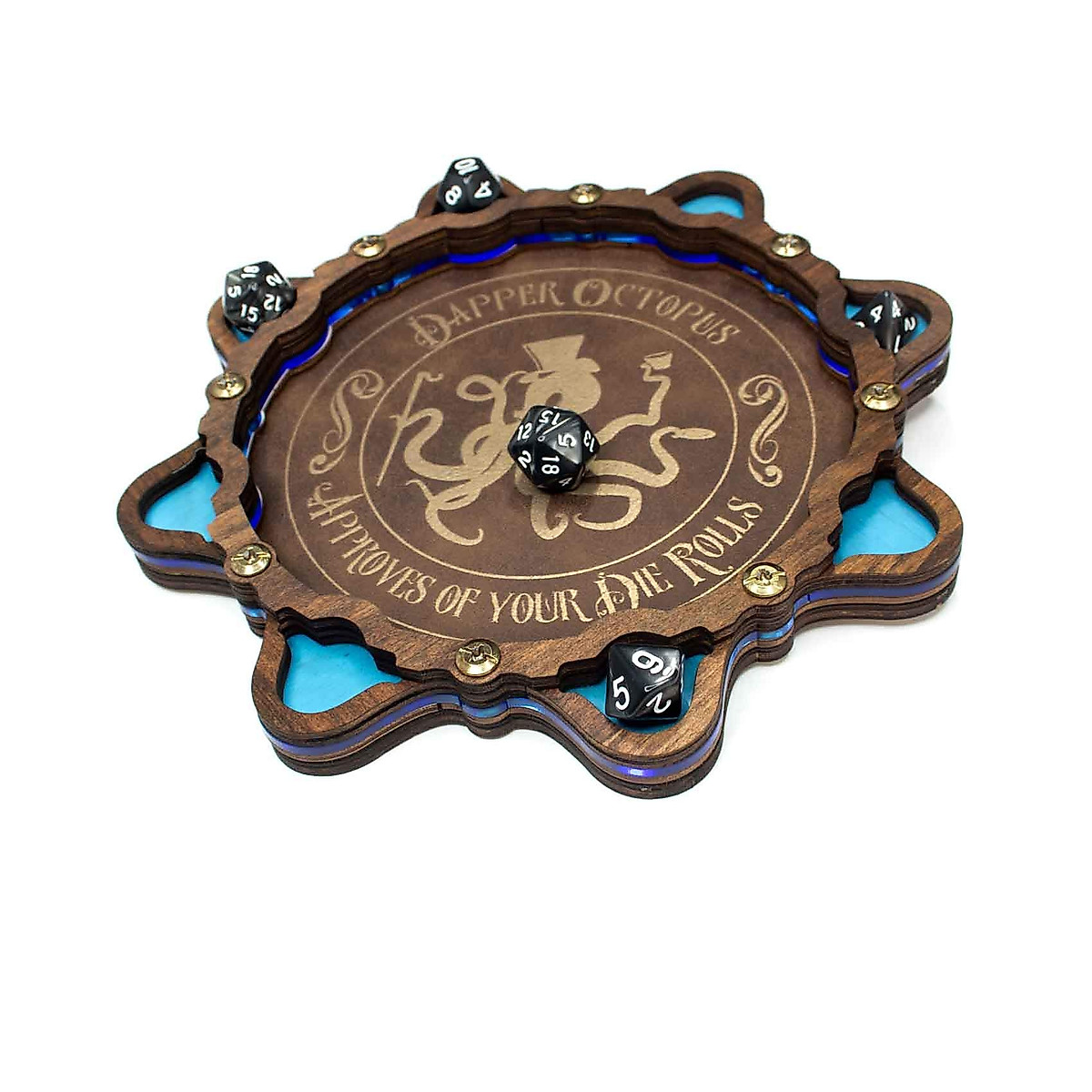 C4Labs 9" Padded Vegan Leather Dice Tray - Dapper Octopus - Blue