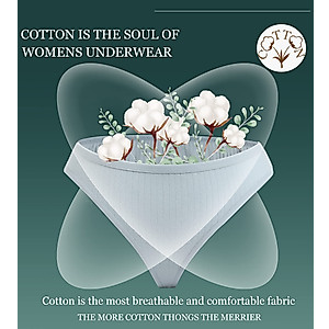 FINETOO 10 pack Cotton Thongs for Women Breathable Low Rise Bikini Lady Panties Womens Underwear Sexy S-XL