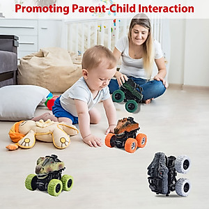 4 Pack Monster Truck Toys for Boys, Toddler Pull Back Cars Friction Powered Cars for Kids, Dinosaur Toys for 3 4 5 6 Year Old Boys Girls Christmas Birthday Party Gift for Kids