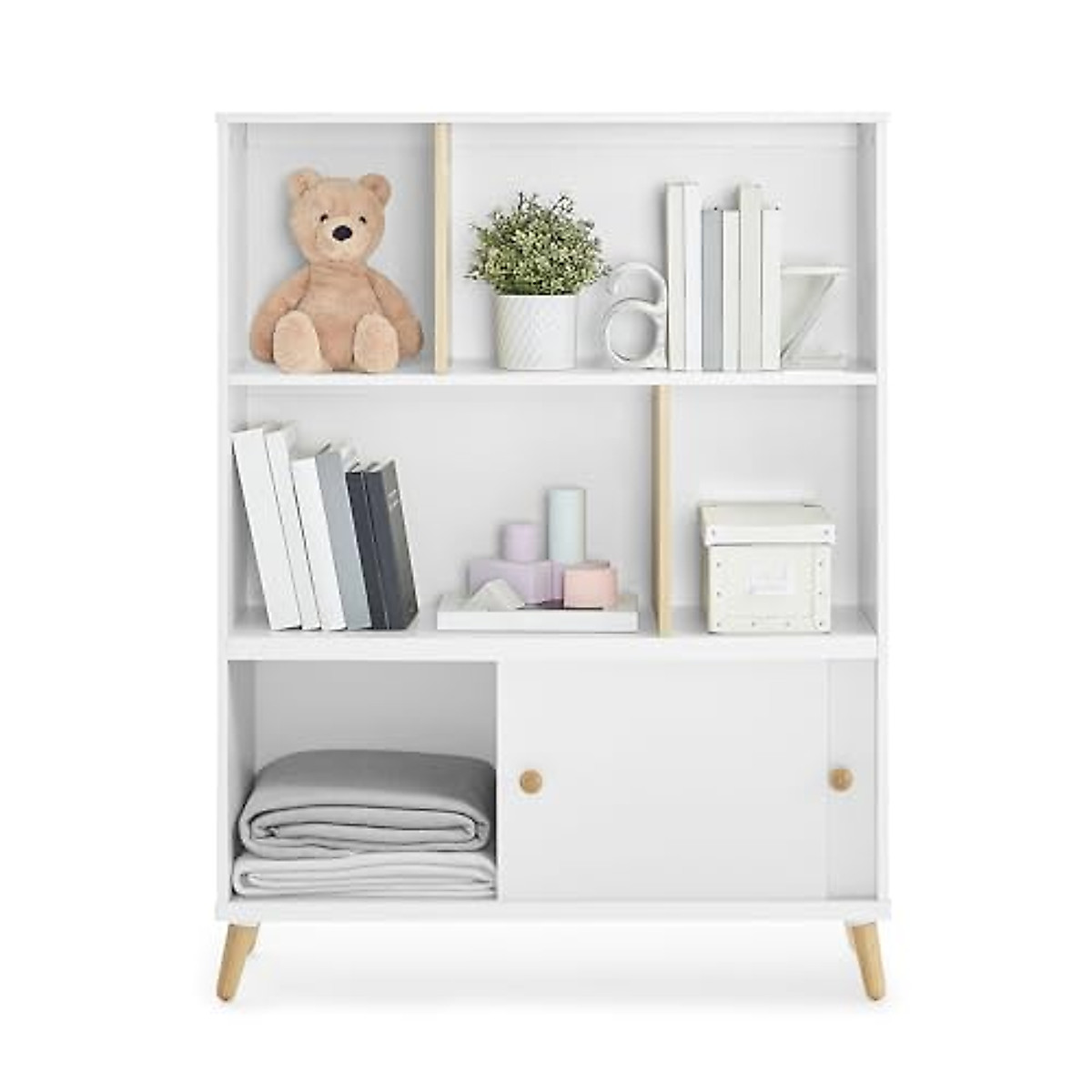 Delta Children Essex Bookcase - Greenguard Gold Certified, Bianca White/Natural