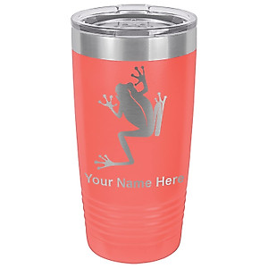 LaserGram 20oz Vacuum Insulated Tumbler Mug, Tree Frog, Personalized Engraving Included (Coral)