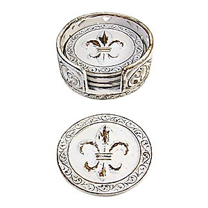 LL Home Fleur De Lis Scrolls 4 Coaster Set